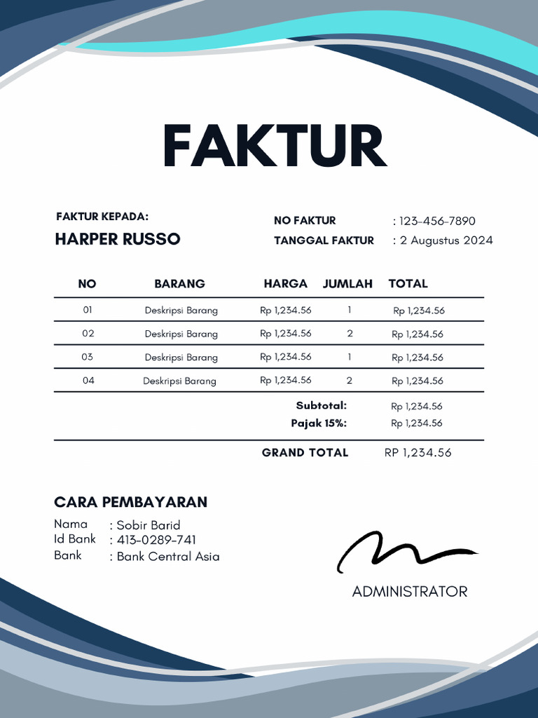 Biru Putih Minimalis Faktur | PDF