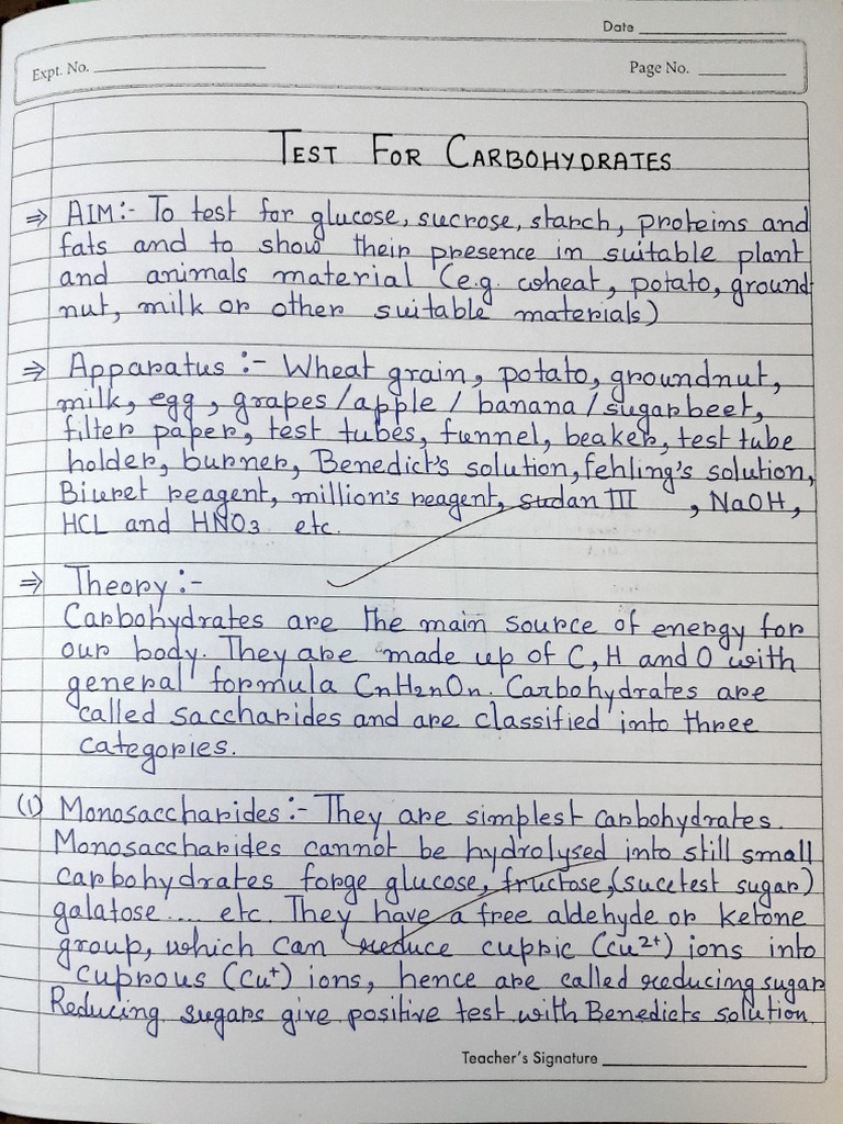 Biology Lab Record Exp 1 | PDF | Carbohydrate Chemistry | Natural Products