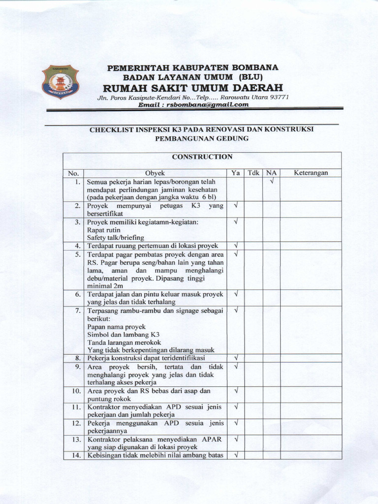 C. Lembar Ceklis Hasil Penilaian Resiko | PDF