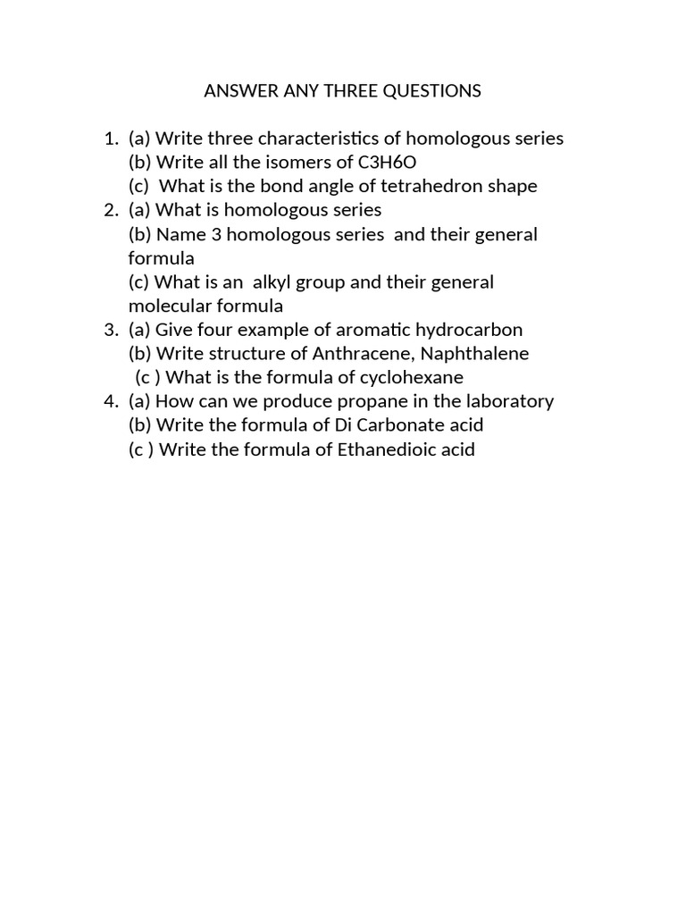 Answer Any Three Questions | PDF