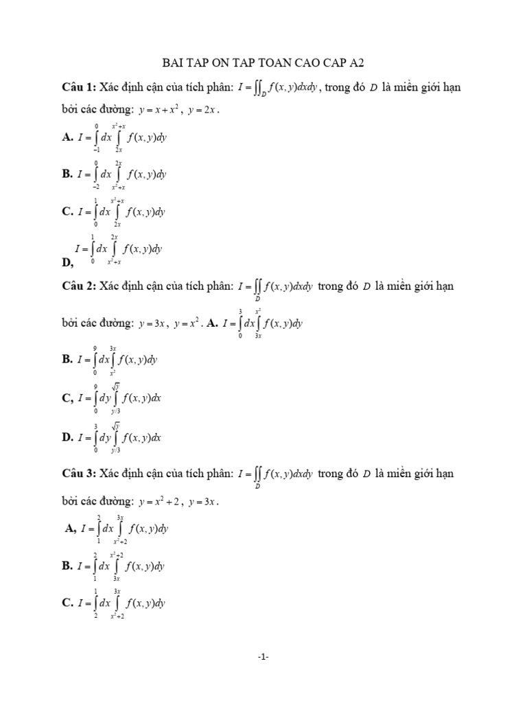 Bai Tap On Tap Toan Cao Cap A2 | PDF