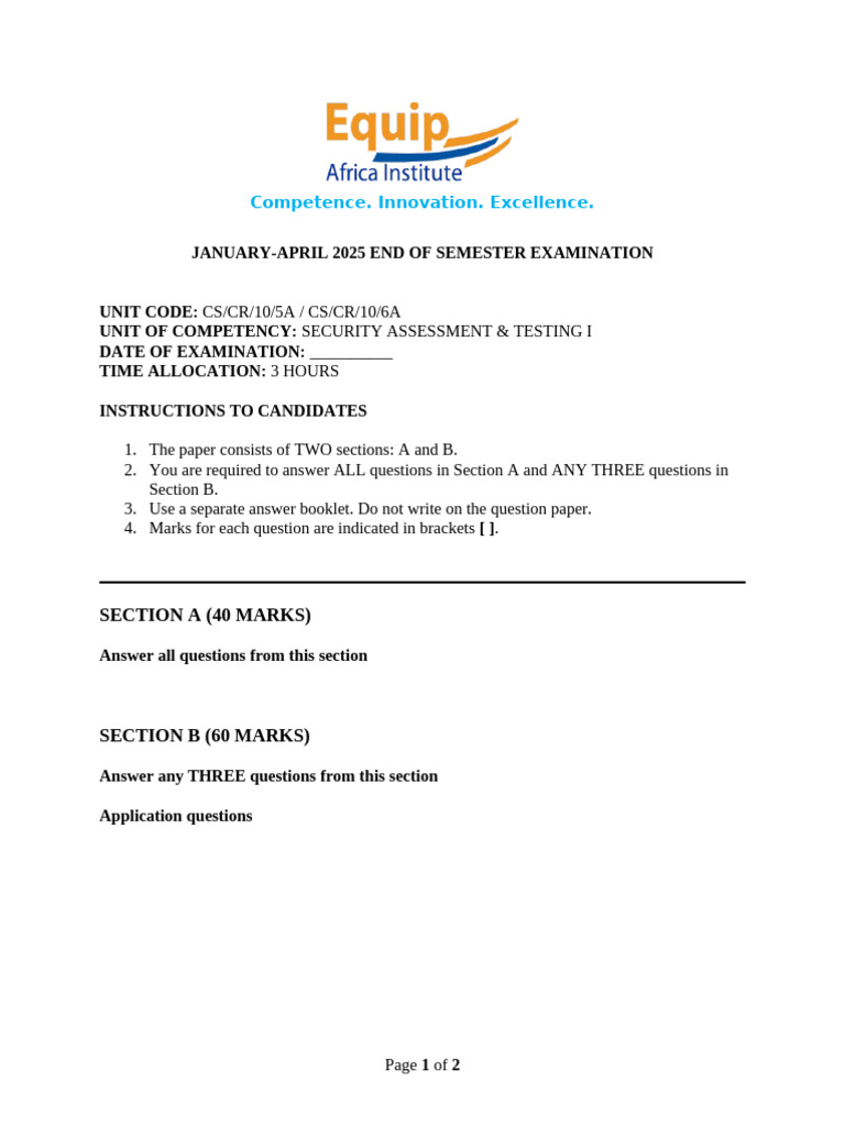 Security Assessment Exam Instructions | PDF