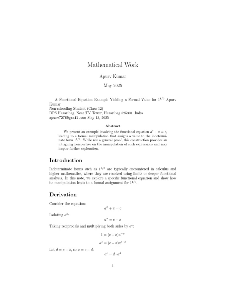 Mathematical Work | PDF | Mathematical Objects | Complex Analysis