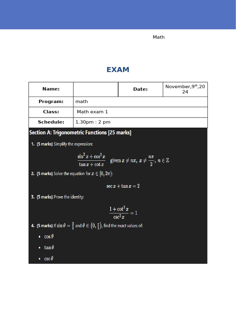 1st Exam | PDF