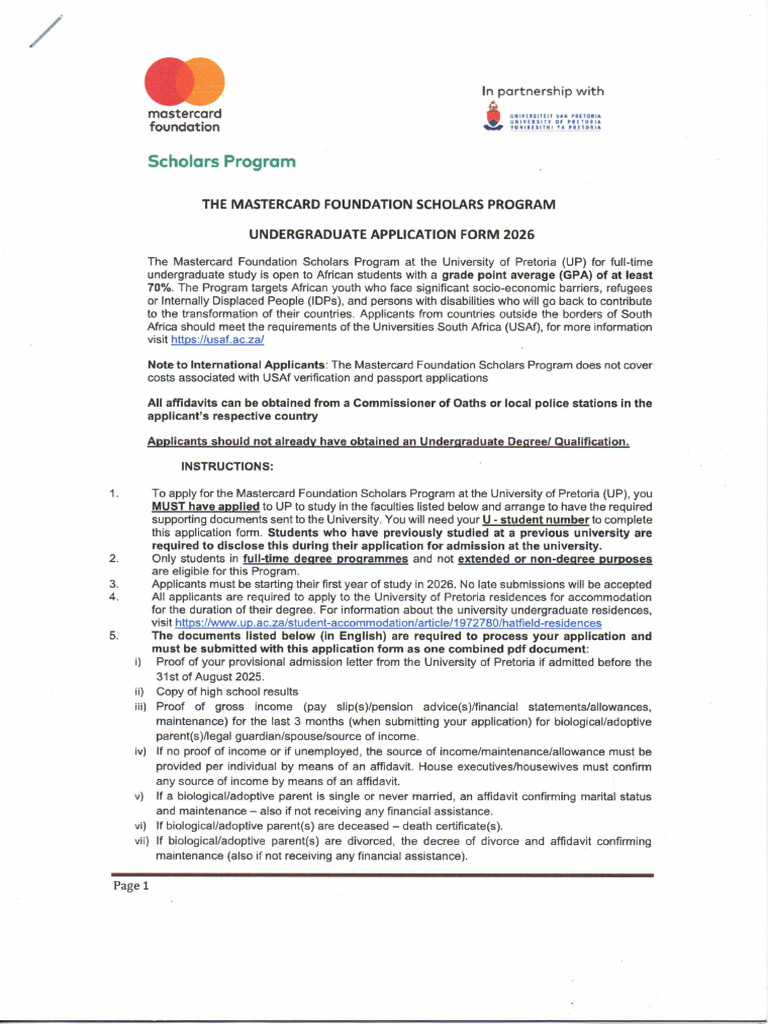 Mastered Foundation Application Form | PDF