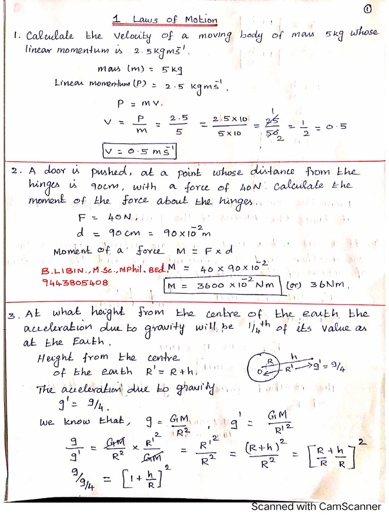 Law of Motion Problems | PDF