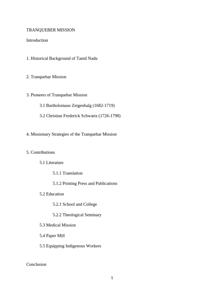 Tranquebar Mission: Pioneers and Impact | PDF