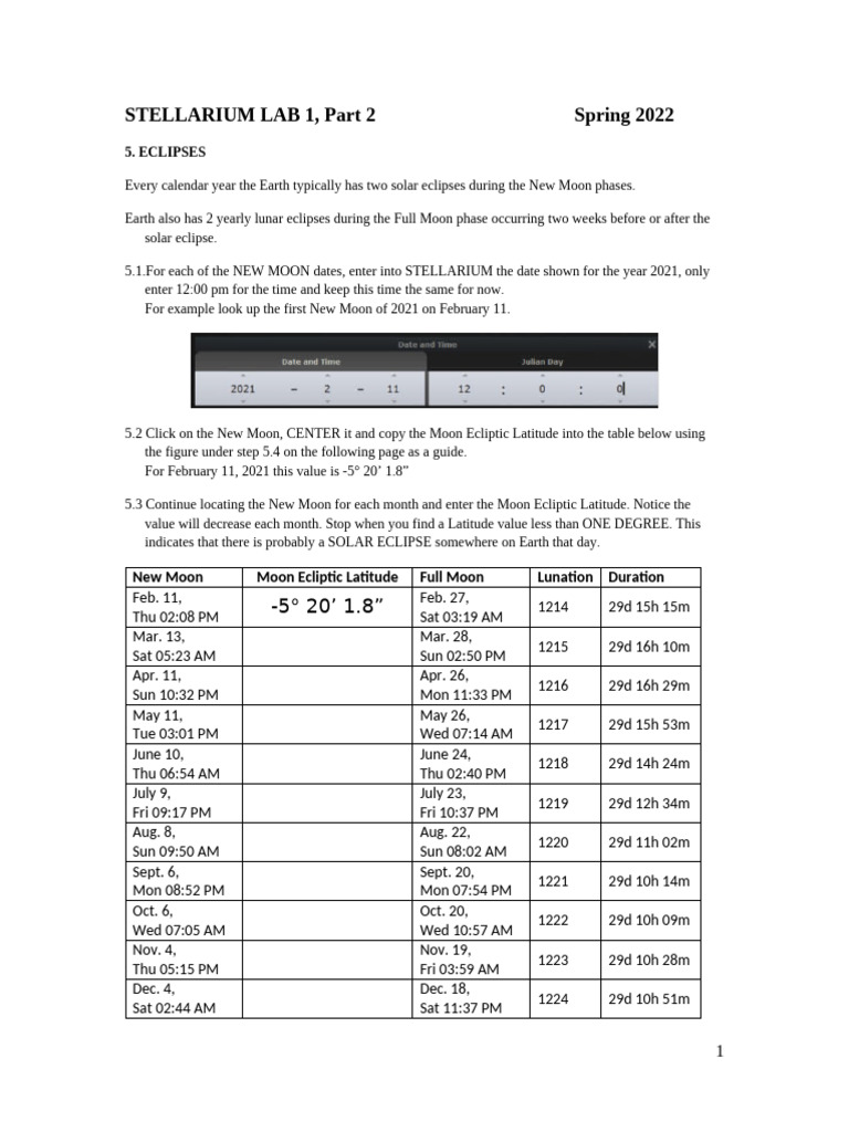 Ah Stellarium Lab 01 Part 2 Spring 2022 Pdf Constellation Astronomy