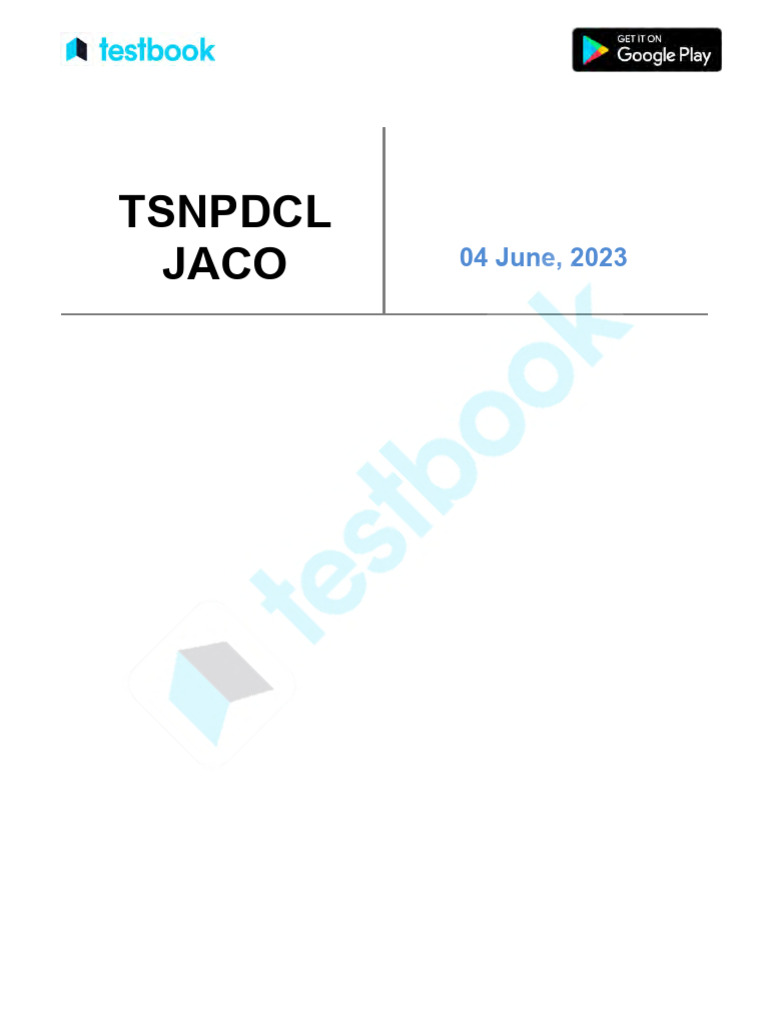 TSNPDCL Junior Assistant Cum Computer Operator Official Paper (Held On - 04 June, 2023) | PDF