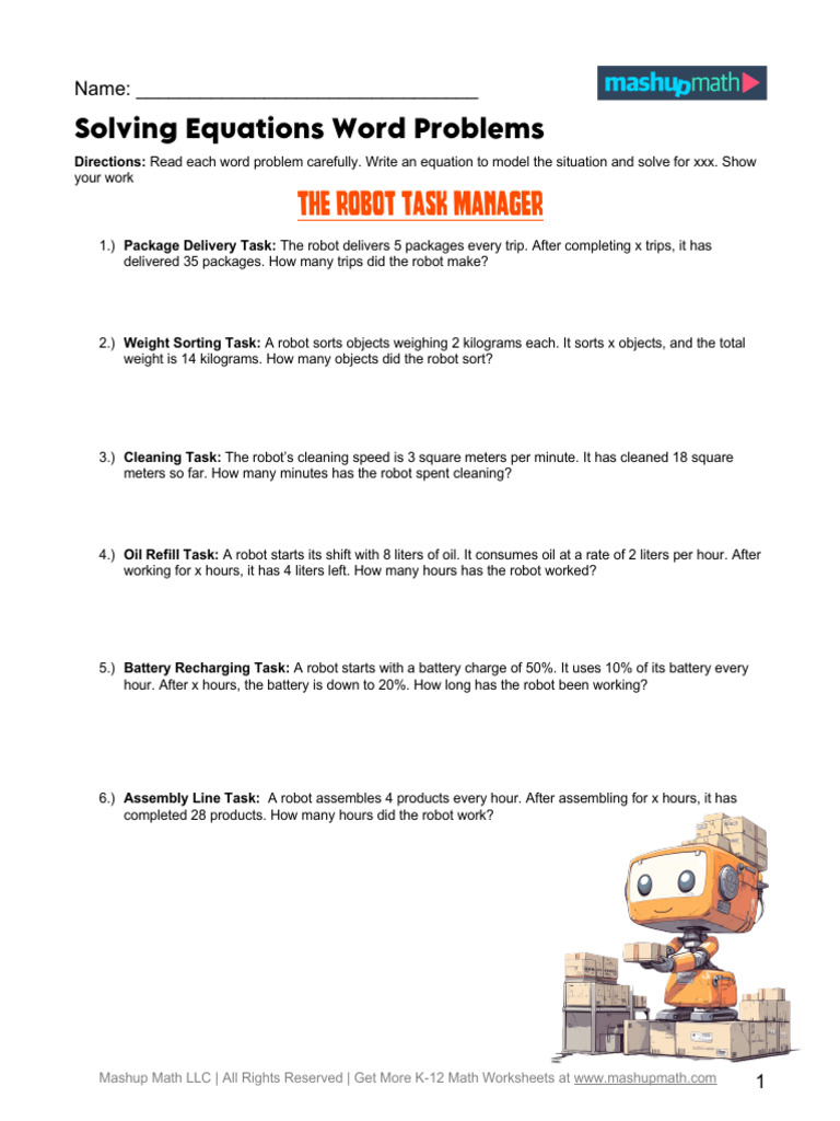 Word Problems Template | PDF