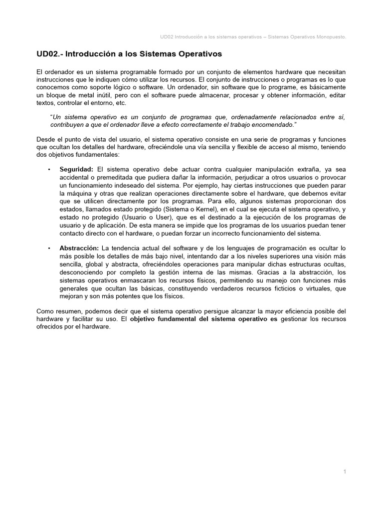 UD02 Introducción A Los Sistemas Operativos | PDF | Sistema operativo ...