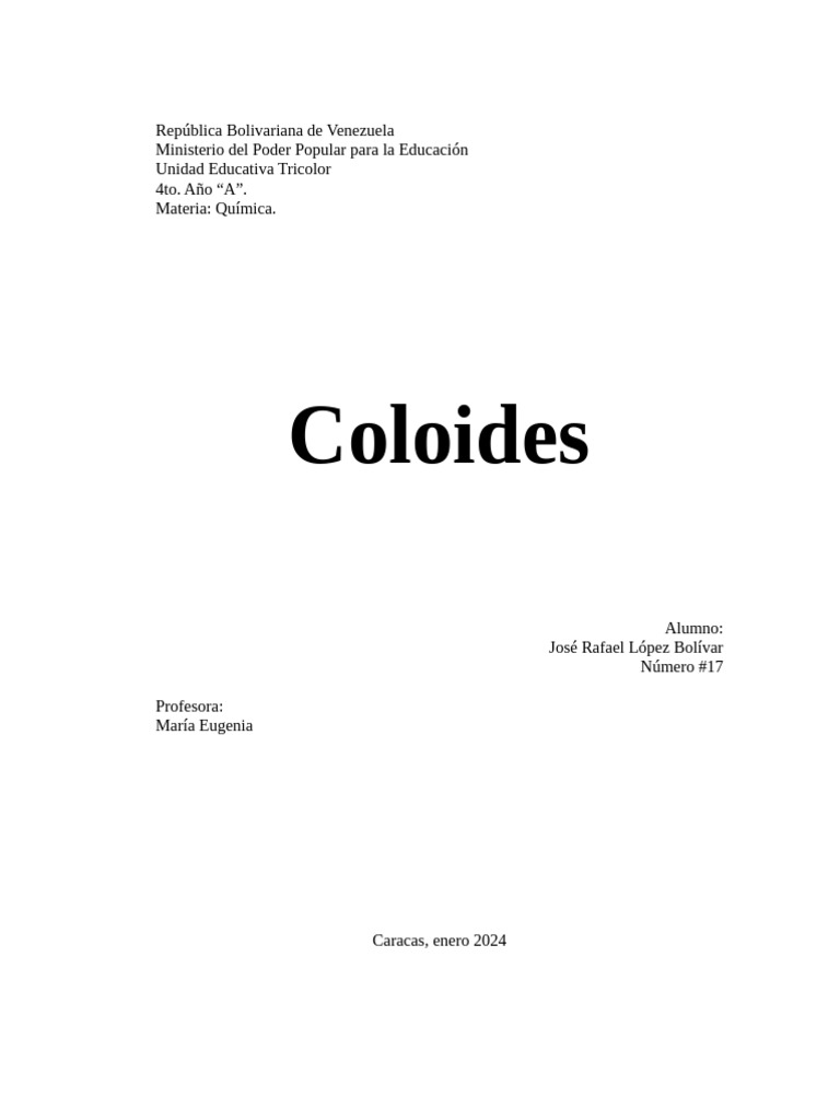 Trabajo Coloides | PDF | Coloide | Física Aplicada e Interdisciplinaria