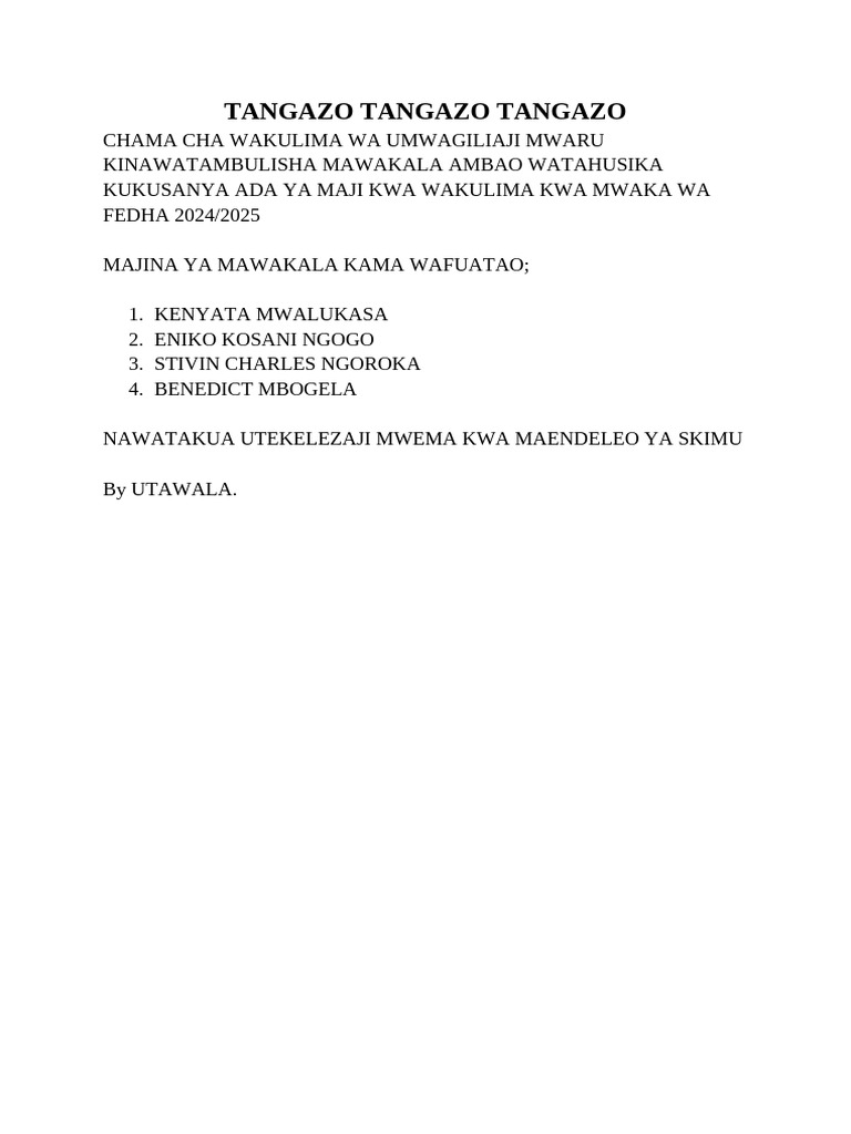 TANGAZO TANGAZO TANGAZO | PDF