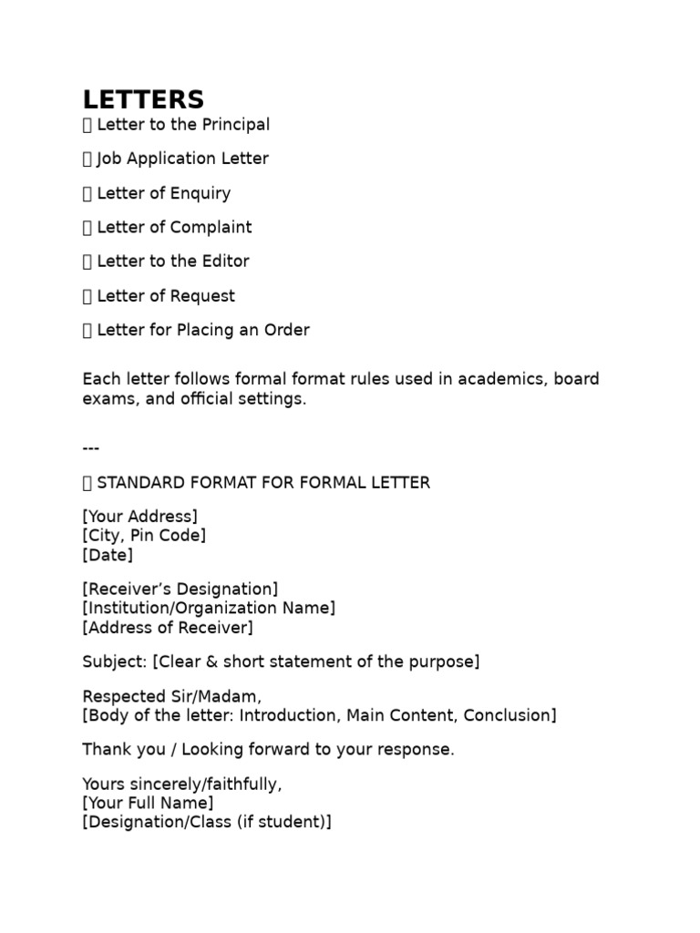 Formal Letter Writing Guide | PDF