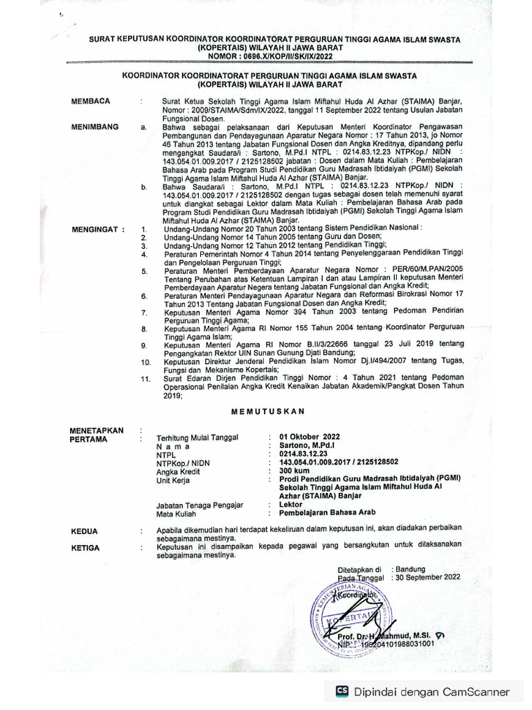 Pak - 212512850 - Scan - Surat - Keputusan - Pengangkatan - Dalam - Jabatan - Akademik ...