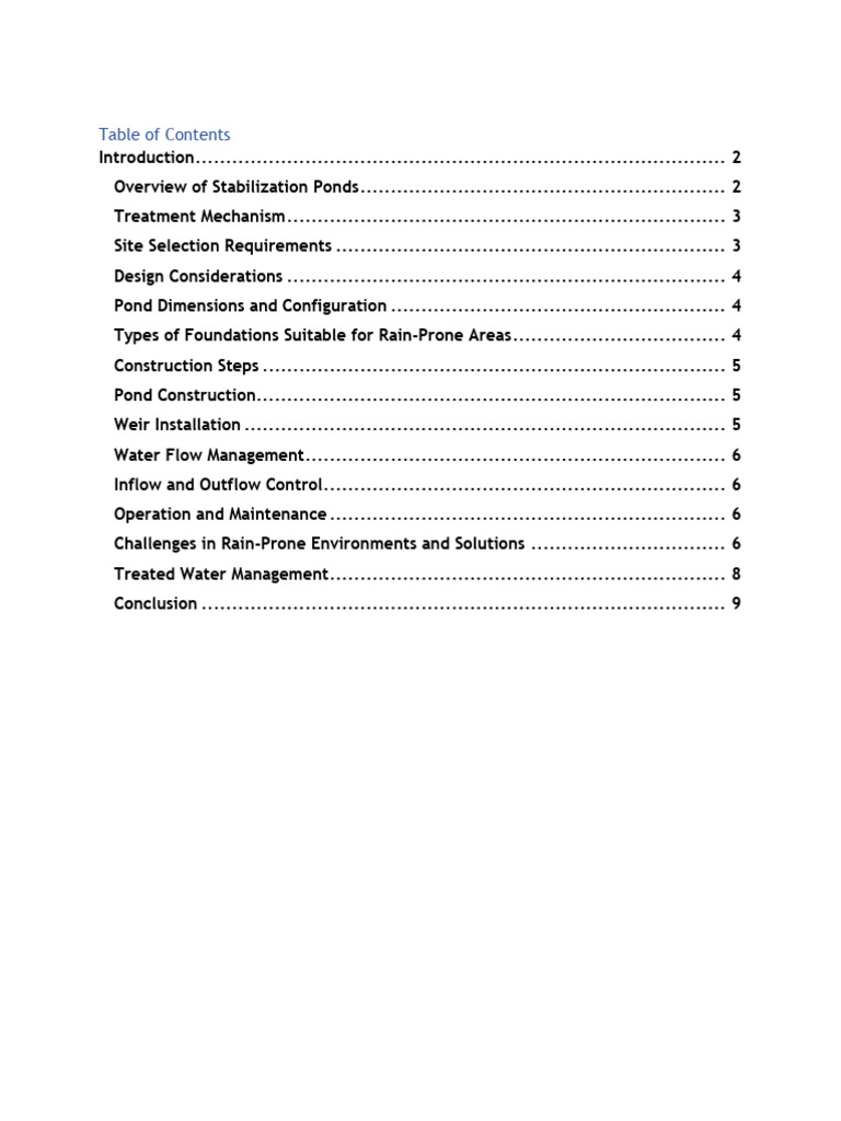 Waste Water Stabilization Ponds Report | PDF | Reclaimed Water | Water ...