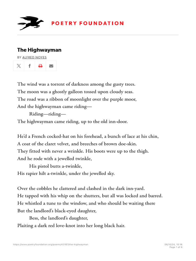 The Highwayman The Poetry Foundation | PDF