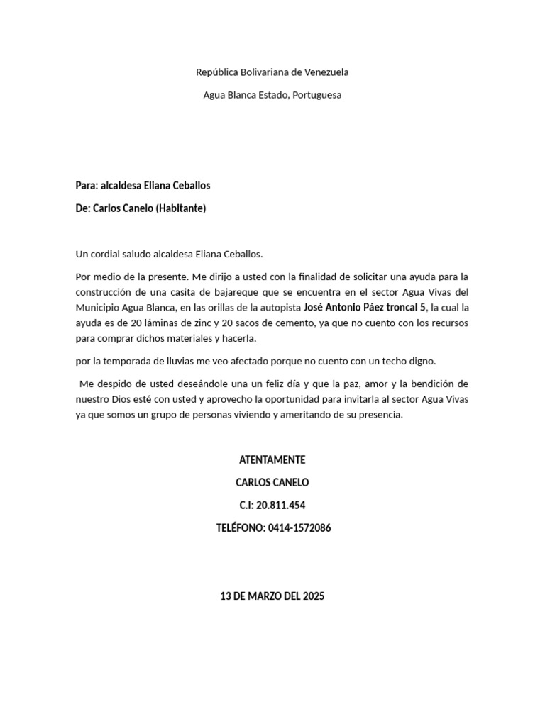 Carta Carlos Canelo | PDF