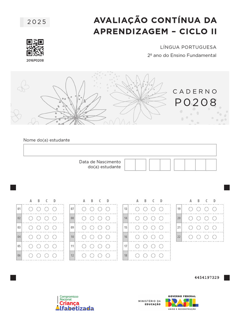 Prova Caed 2025 2° Ano - Lingua Portuguesa - LEITURA - P0208 | PDF | Brinquedos | Infância