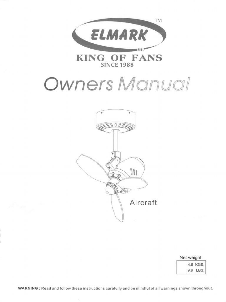 Elmark Aircraft Fan Manual | PDF