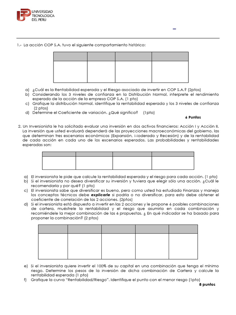 Sesion #04-1 Guia Ejercicio Riesgo & Rentabilidad | PDF | Portafolio (Finanzas) | Inversiones