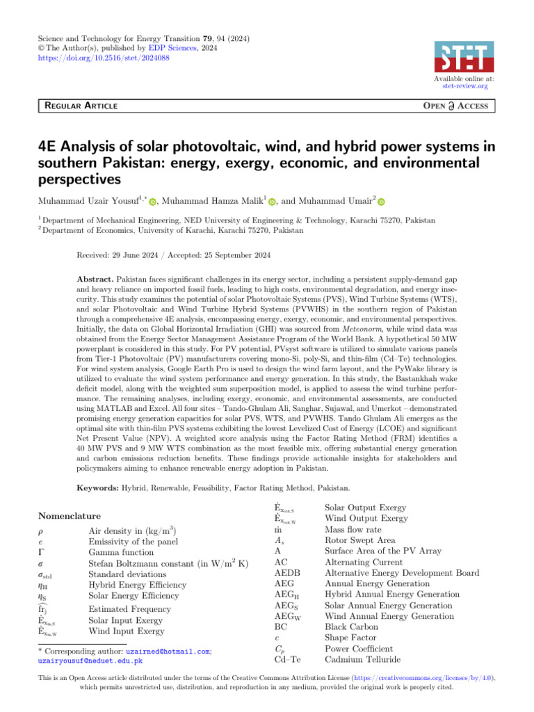4E Analysis of Solar Photovoltaic Wind and Hybrid | PDF | Wind Power ...