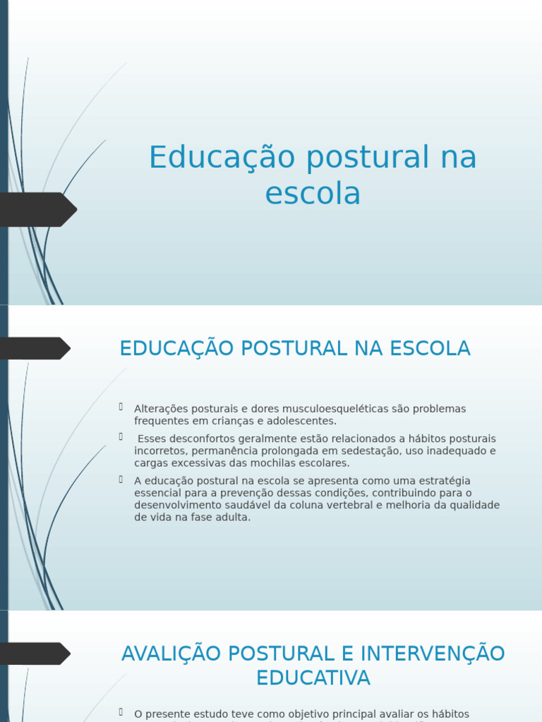 Educação Postural e Saúde Escolar | PDF | Índice de massa corporal ...