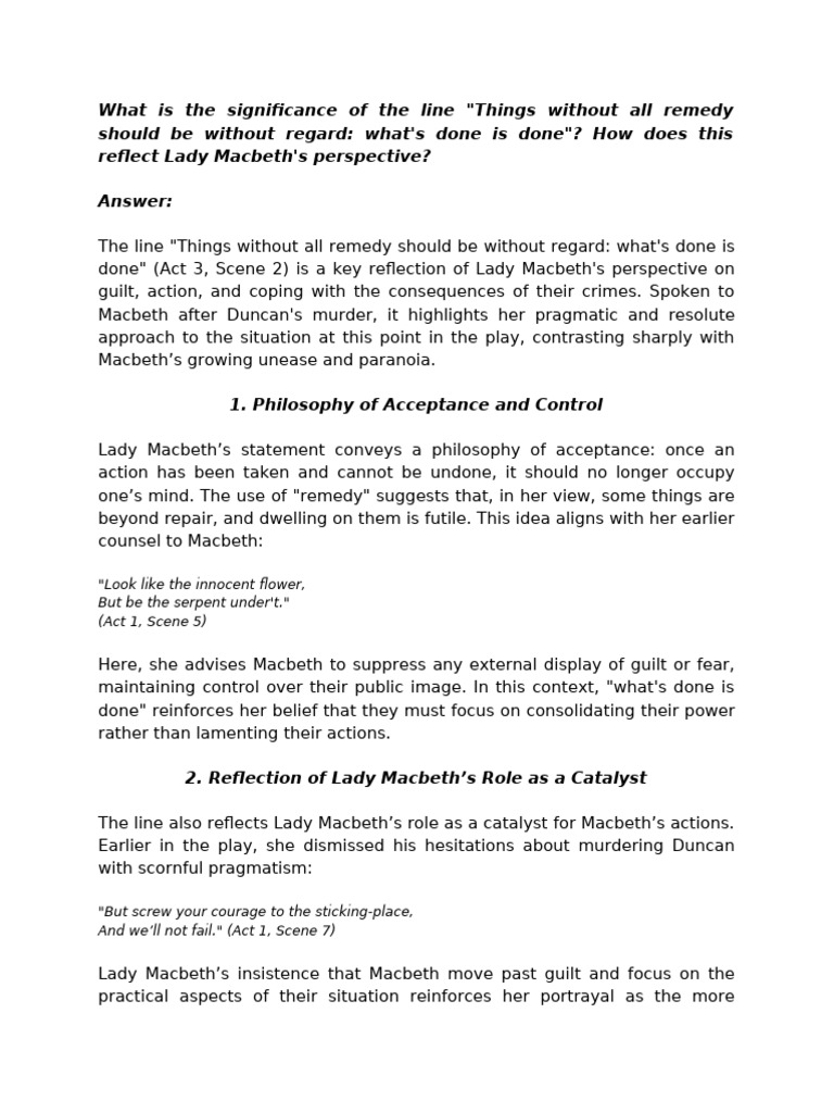 Macbeth Act 3 - "Things Without All Remedy Should Be Without Regard ...