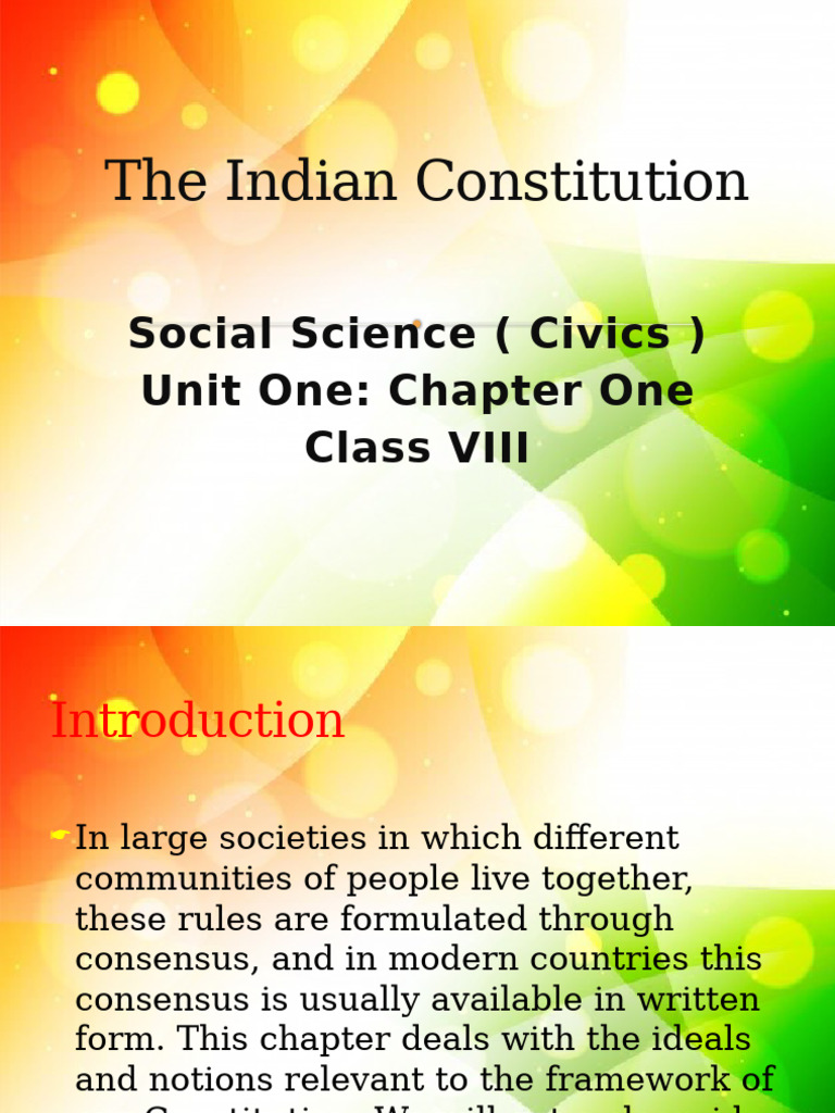 Class 8 Civics - CH1 - The Indian Constitution Explanation | PDF ...