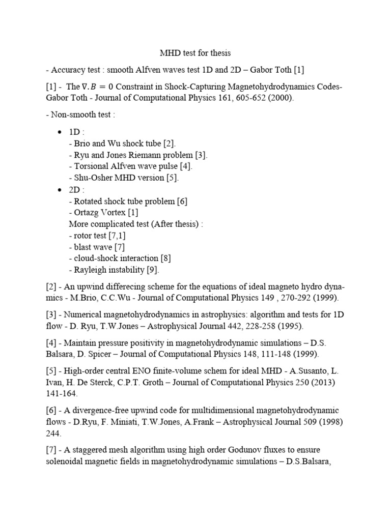 MHD Test For Thesis | PDF