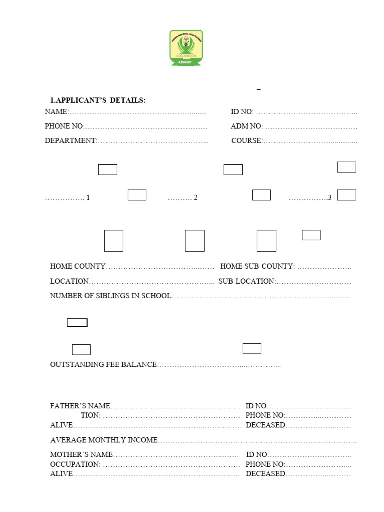 Bursary Form Kisiwa - 030241 | PDF