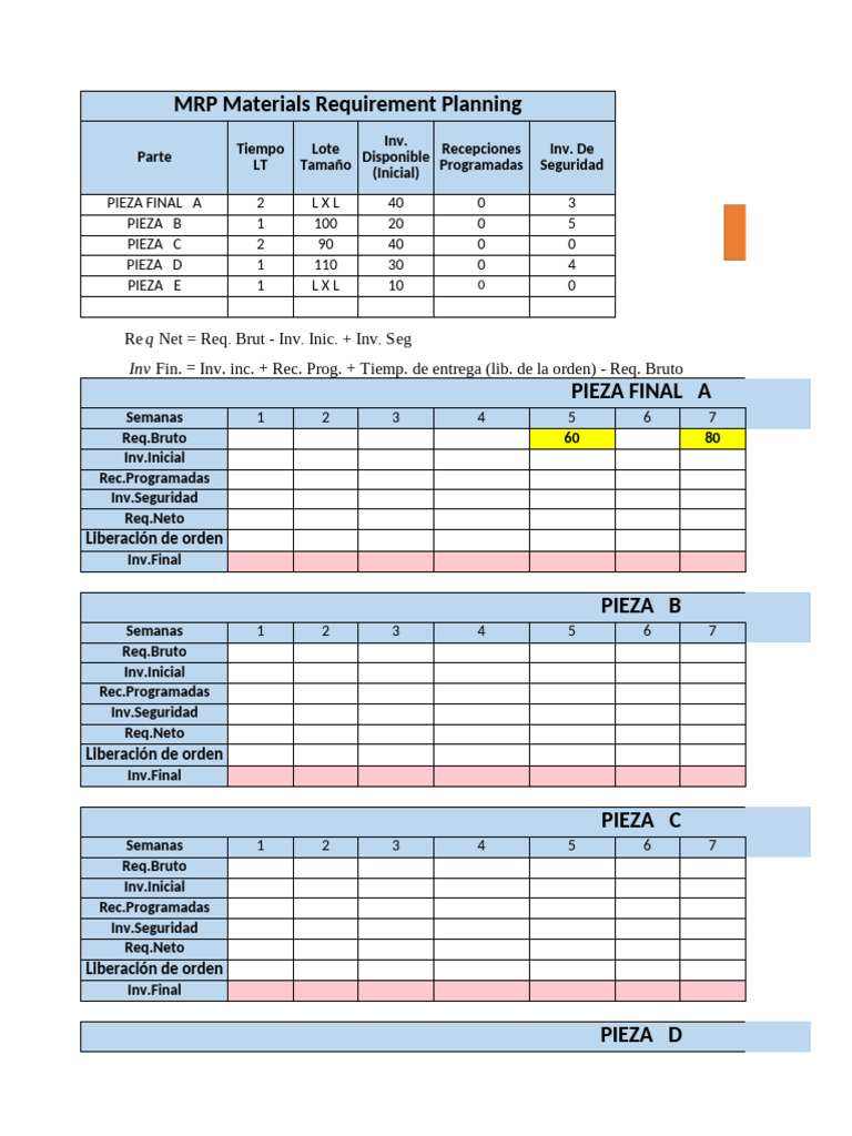 Ejercicios MRP | PDF