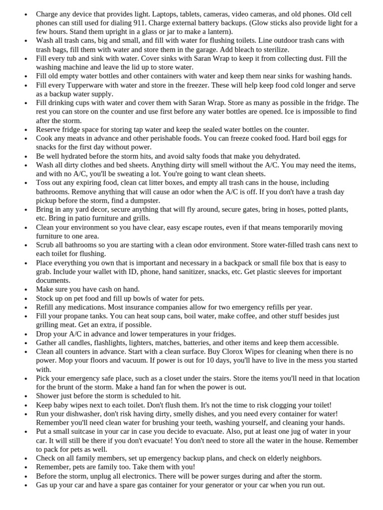Phillips Hurricane Prep Tips List | PDF | Water | Refrigerator