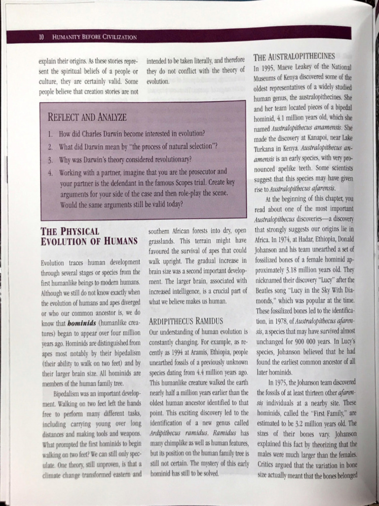 A. Physical Evolution of Humans | PDF