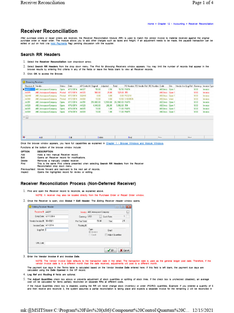 Receiver Reconciliation Process Guide | PDF | Accounts Payable | Invoice