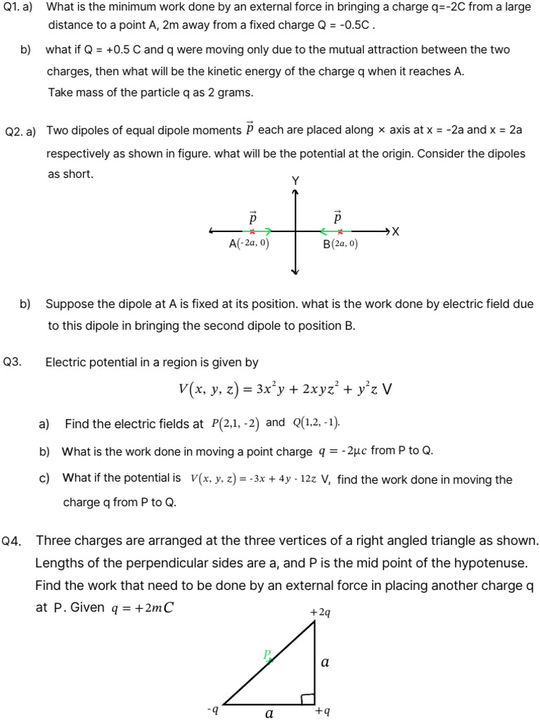 Electrostatic Potential Assignment 1 | PDF