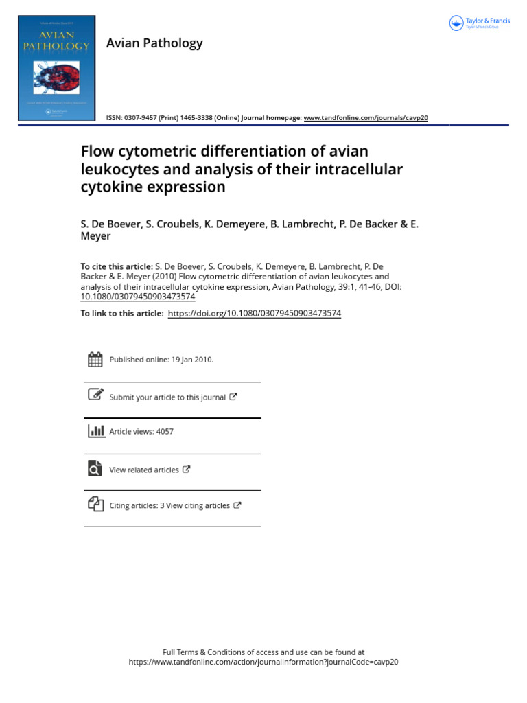 Flow Cytometric Differentiation of Avian Leukocytes and Analysis of ...