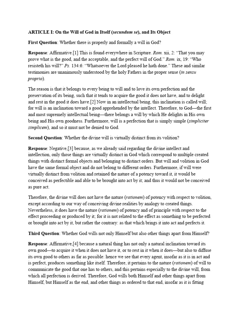 Understanding God's Will and Freedom | PDF | God In Christianity | Nous