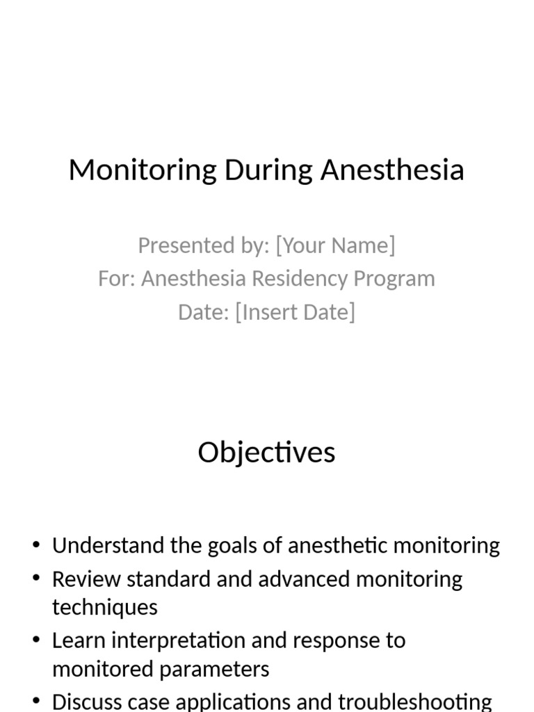 Anesthetic Monitoring Techniques Overview | PDF | Monitoring (Medicine ...