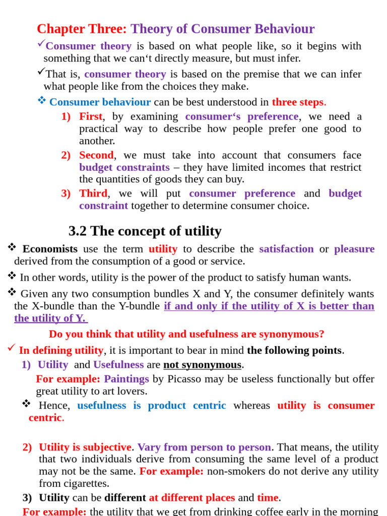 Revised Chap III Theory of Consumer's Behaviour New | PDF | Utility | Consumer Behaviour