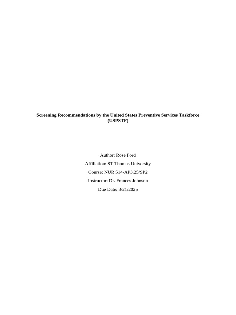 Screening Recommendations Revised | PDF | Screening (Medicine ...
