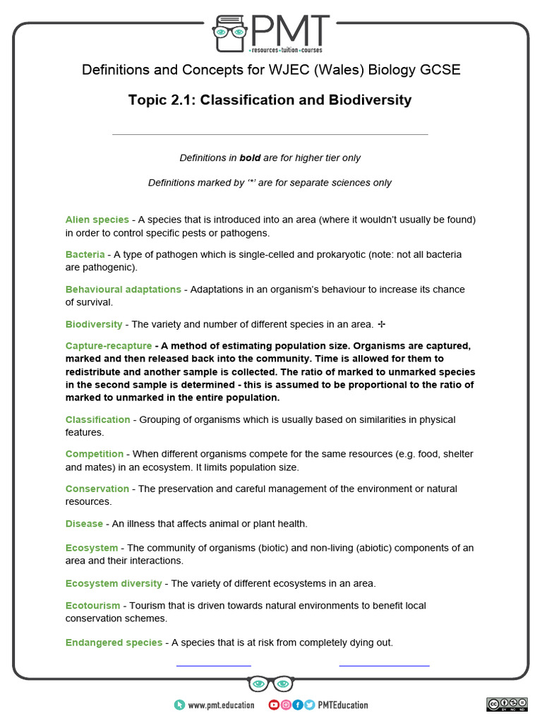GCSE Biology: Biodiversity & Classification | PDF | Ecosystem | Species