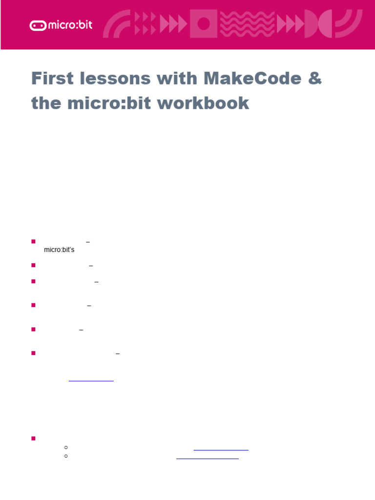 First Lessons With Makecode & The Micro:Bit Workbook: Course Overview ...