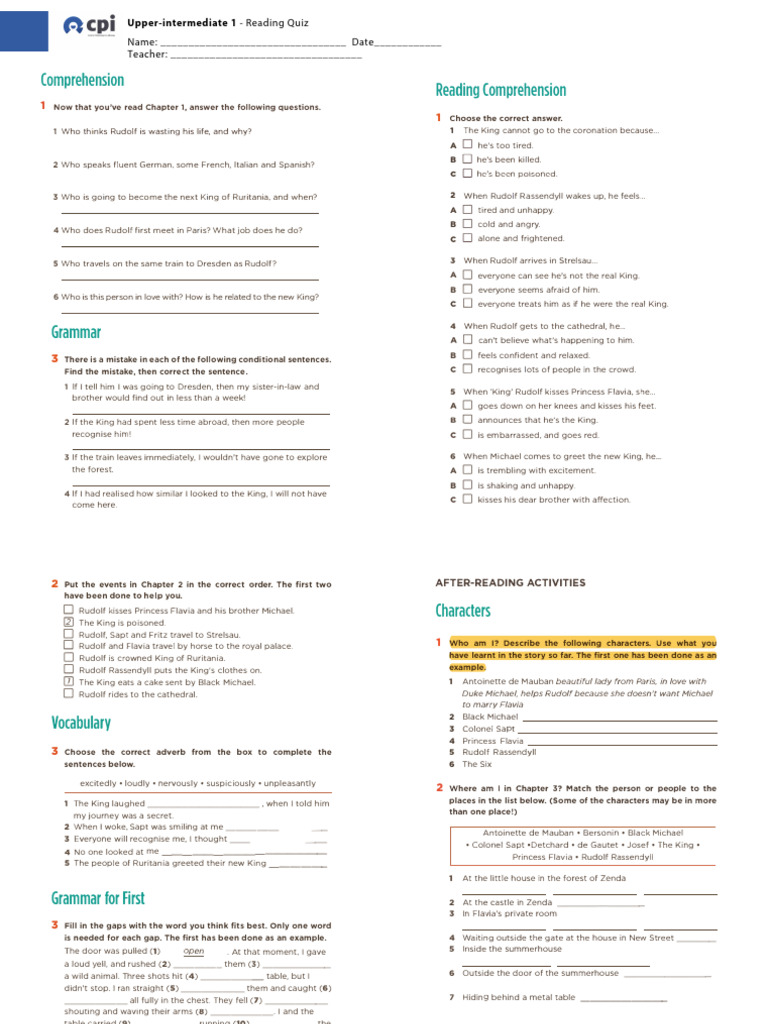 Upper Intermediate 1 - Reading Quiz | PDF