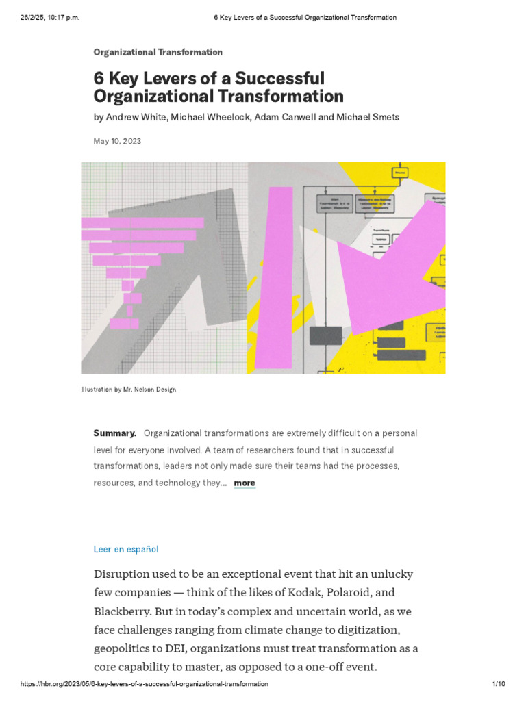 6 Key Levers of A Successful Organizational Transformation | PDF