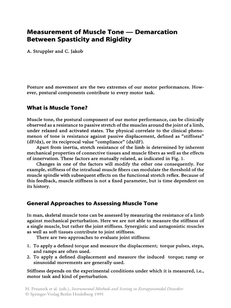 Measurement of Muscle Tone - Demarcation Between Spasticity and ...