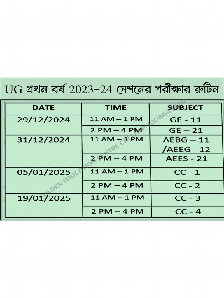 Ug & BDP Exam Routine 2024 | PDF