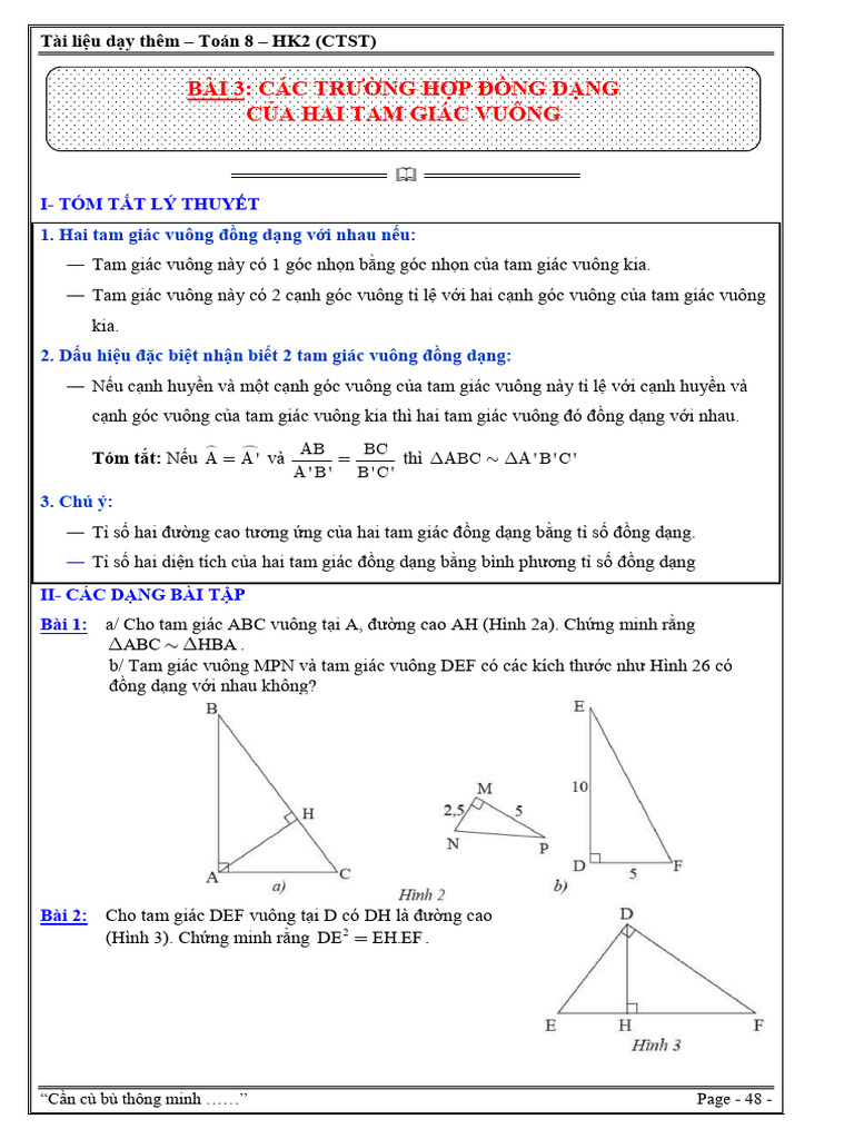 Toán 8 - Đ NG D NG Tam Giác Vuông | PDF