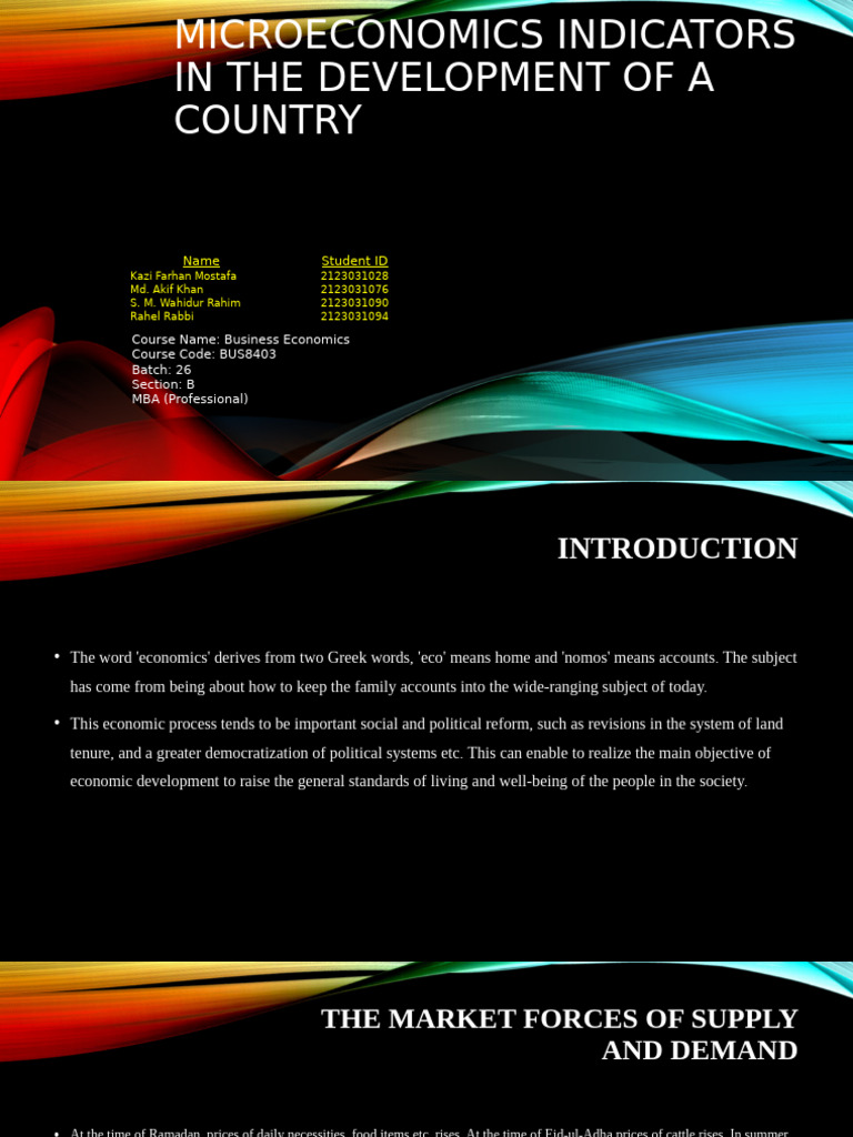 Presentation On Microeconomics Indicators in The Development of A ...