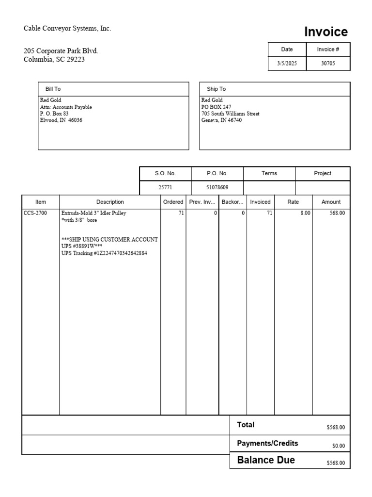 Red Gold Invoice #30705 | PDF
